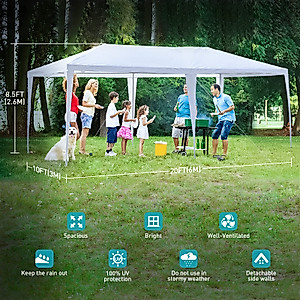 10'x20' Outdoor Party Tent, Large Wedding Birthday Tents for Parties, White Canopy Tent with 6 Removable Sidewalls & Transparent Windows, Outside Gazebo Event Tent for Garden, Patio and Backyard