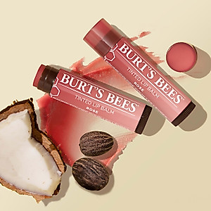 Burt's Bees 100% Natural Tinted Lip Balm, Rose with Shea Butter & Botanical Waxes, 0.15 Oz