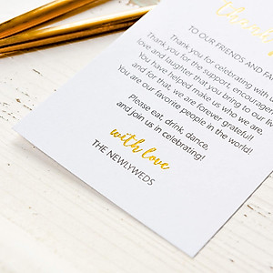 Crisky 50 Pcs Wedding Thank You Place Setting Cards, Foil Gold Thank You, Chic and Elegant Wedding Table Centerpieces and Wedding Decorations, Wedding Supply, 4 x 6 inch