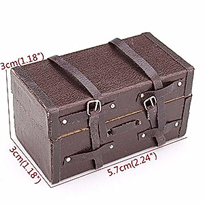 EatingBiting Dollhouse Miniature Doll Furniture Accessories 1:12 Dollhouse Miniature Vintage Brown Lugguage Box Trunk case Bag, Can Open and Close, Retro Elegant Vivid