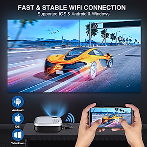 Outdoor Projector with WiFi, 1080P Full HD Supported Portable Projector 8000L Movie Projector Home Theater Compatible with TV Stick HDMI USB AV Smartphone Laptops