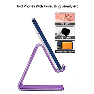 Aoviho Desktop Cell Phone Stand Phone Holder for Desk - Aluminum Phone Dock for iPhone 13 12 pro 11 X Xs max 8 7 6 6s Plus SE 5 5S Samsung All Smart Phones (Purple)
