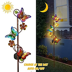 Solar Garden Lights Butterfly Garden Decor Outdoor Waterproof Metal Butterfly Decorative Solar Stake Lights for Yard,Lawn,Patio,Walkway,2 Pack Butterfly Gifts for for Women Mom Grandma Gardening