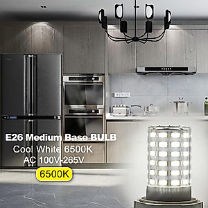 ZHENMING Refrigerator Light Bulb 7W LED E26 100 watt Equivalent E26 Edison Bulb Cool White 6500K Super Bright No Strobe Corn Lamp Non-Dimmable E26 Medium Base, Pack of 2