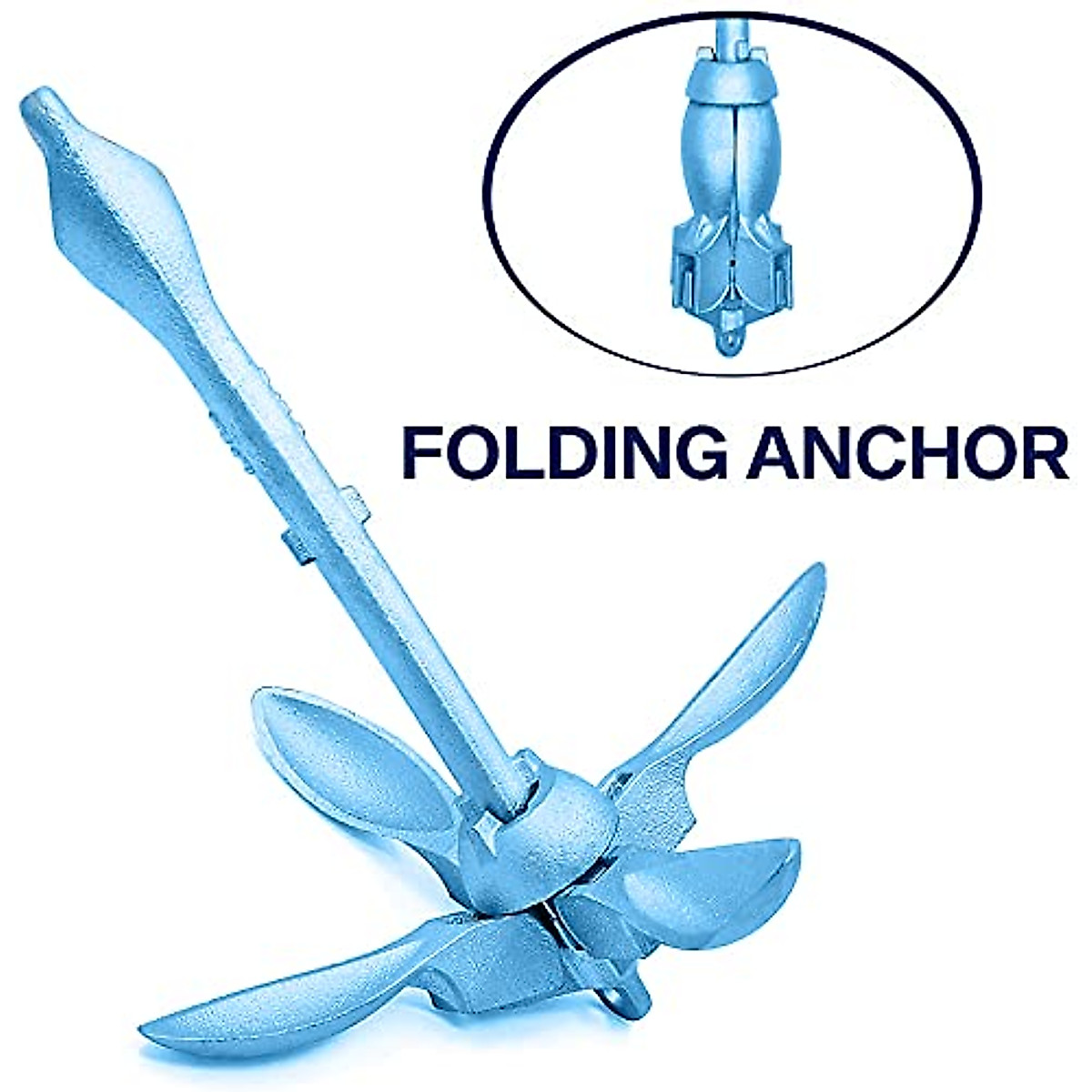 XIALUO Marine Kayak Anchor Portable Folding Grapnel Kayak Anchor Kit (1.5lb) with 30 ft Marine Rope