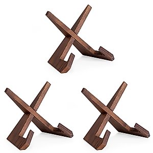 ANBOXIT Plate Stand for Display - 3 Pack 6.5 Inch Plate Holder Display Stand, Wooden Picture Frame Stand, Decorative Table Top Easels for Display