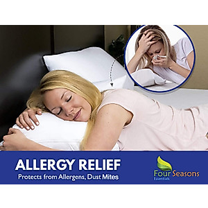 Queen Size Waterproof Pillow Protectors (Set of 2) – Zippered Hypoallergenic Pillowcase Cover Allergen Dust Proof Encasement