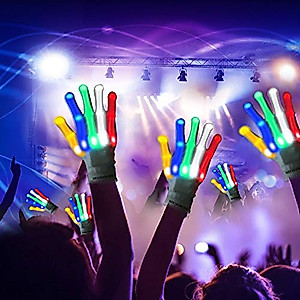 WEICHUANGXIN LED Gloves, Light Up Gloves s 6 Modes Colorful Flashing Gloves Halloween Christmas Toy Gifts for Kids…