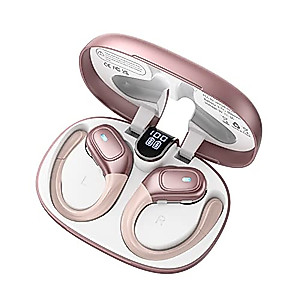 Wireless Earbuds,Ture Wireless Bluetooth 5.3 Earbuds,75H Playtime IPX7 Waterproof Headphones with LED Digital Display & CVC 8.0 Noise Cancelling Mic in-Ear Earphone for iPhone Android Rose Gold