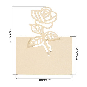PATIKIL Table Name Place Cards, 50Pcs Favor Decor Rose Cut Design Blank Card for Wedding Party Seating Place Cards, Beige