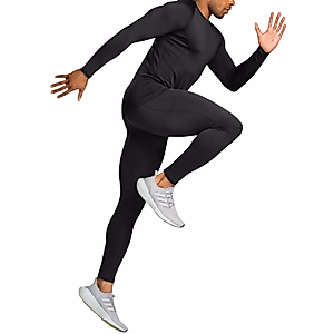 TSLA Men's Thermal Long Sleeve Compression Shirts, Athletic Base Layer Top, Winter Gear Running T-Shirt, Heatlock Round Neck Black, Medium