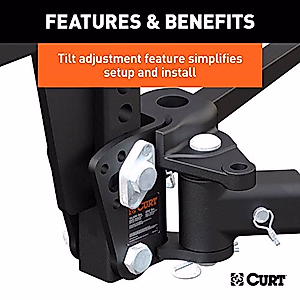 CURT 17352 Deep Drop Trunnion Weight Distribution Hitch, Up to 10K, 2-Inch Shank
