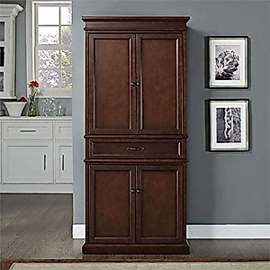 BOWERY HILL Kitchen Pantry Solid Wood Storage Cabinet in Mahagony