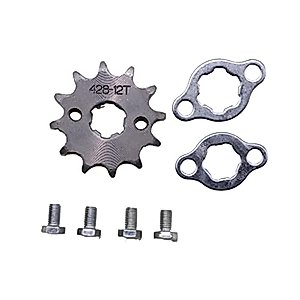 Trkimal Motorcycle 428 Front Sprocket for 50cc 70cc 90cc 110cc 125cc 140cc 160cc Dirt Pit Bike Mini Bike TaoTao Roketa Coolster Sunl Lifan Loncin ATV Quad 4 Wheeler Moped (428-12T, 17MM)