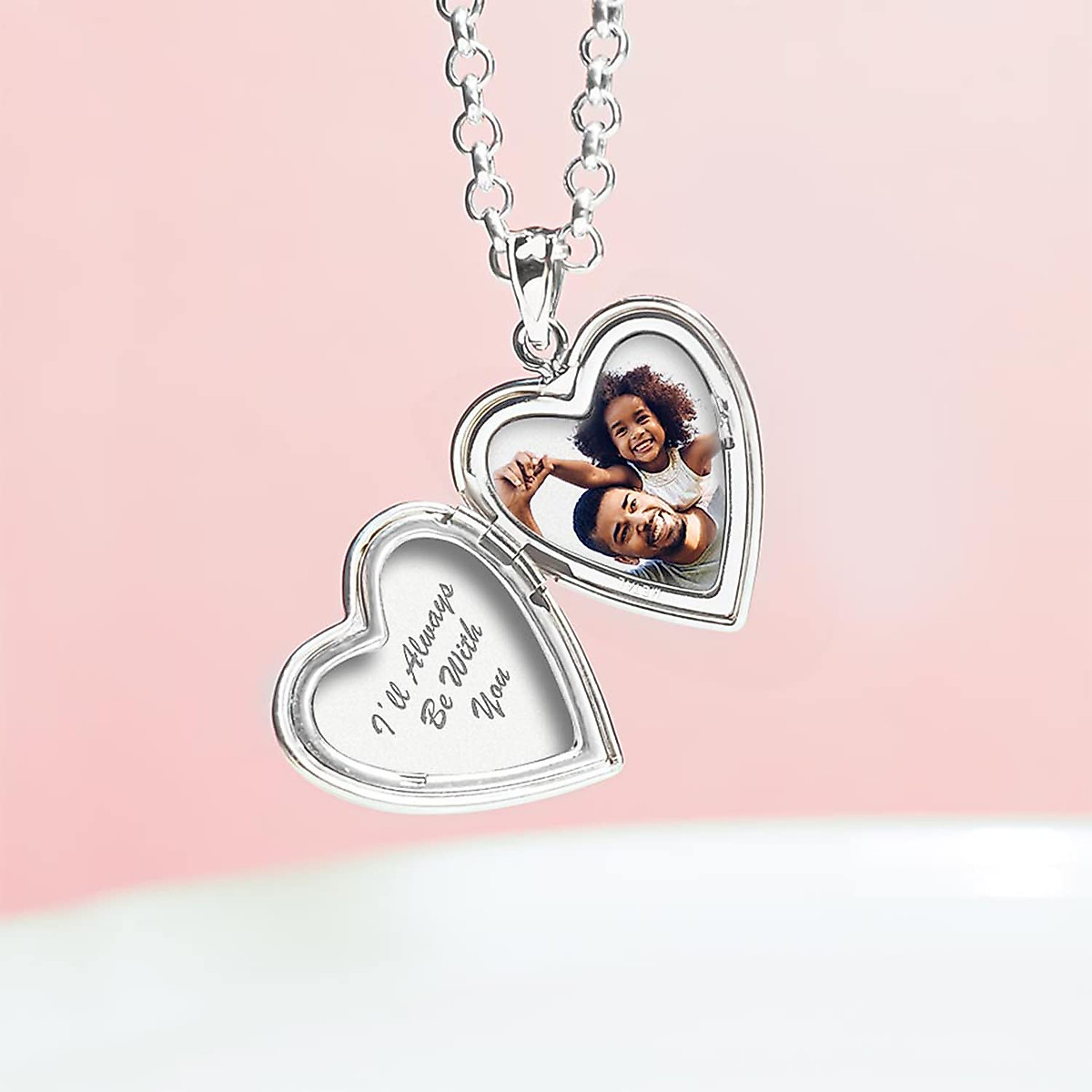 PicturesOnGold.com Sterling Silver 'Daddy's Little Girl' Heart Locket Pendant Necklace - 3/4 Inch X 3/4 Inch (Locket + Photo)