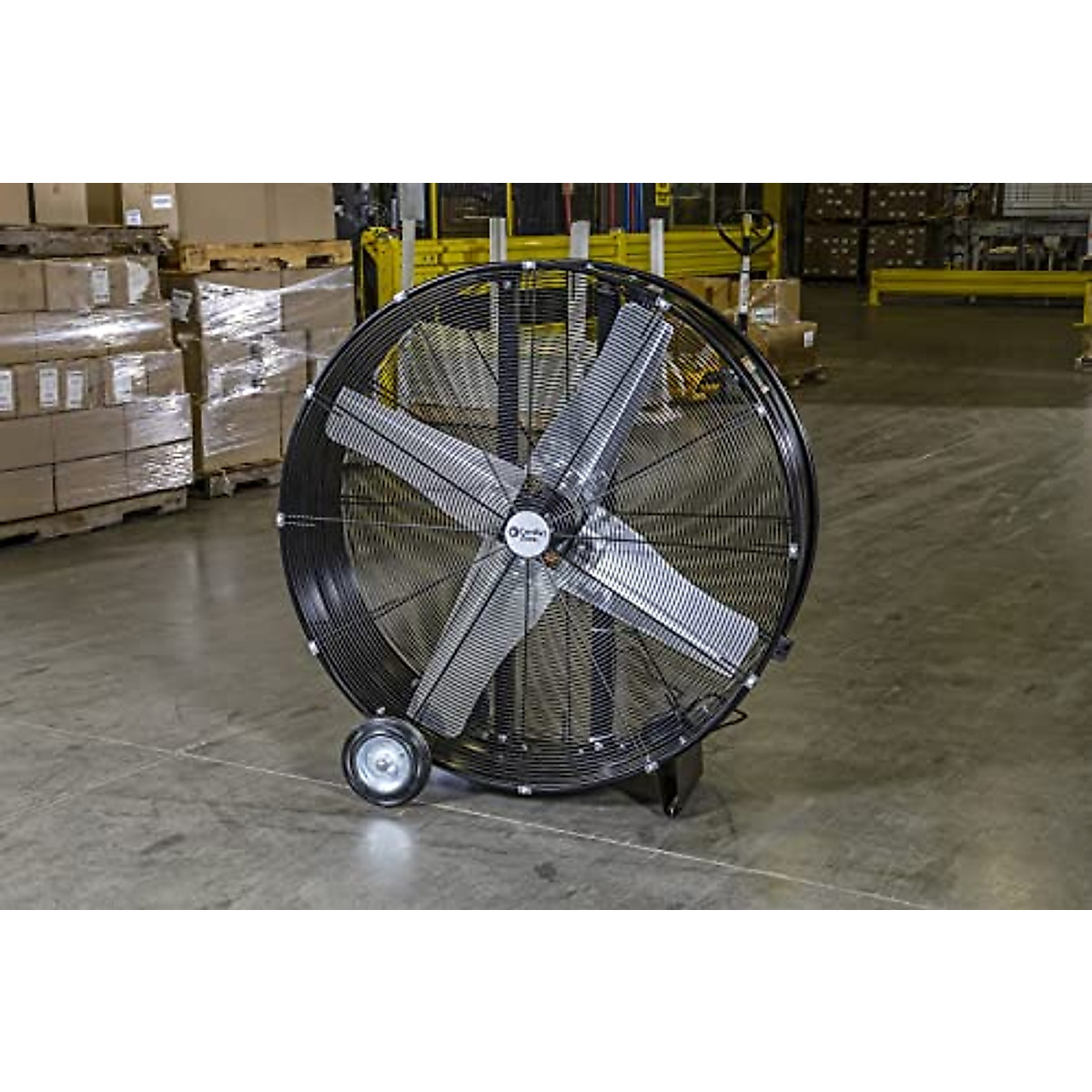 Comfort Zone CZMC42 42” 2-Speed High-Velocity Direct-Drive Industrial Drum Fan with Individually Balanced Aluminum Blades, All-Metal Construction, and Rubber Wheels, Black