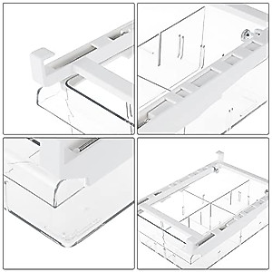 Txkrhwa Fridge Drawer Organizer Clear Refrigerator Organizer Bin Fridge Pull Out Food Storage Box Space Saving Kitchen Egg Holder Fruit Storage Sliding Container for Fruit Vegetable Egg(Four grid)