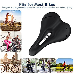 TONBUX Comfortable Bike Seat, Soft Bike Seat Cushion for Men Women Comfort, Breathable Bicycle Seat Replacement Compatible with Peloton, Padded Bicycle Saddle for Mountain MTB BMX Road Exercise Bike