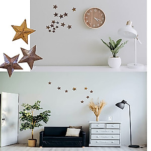 Rusty Metal Stars, Mini Barn Stars Retro Western Country Family Farmhouse Garden Home Decorative for New Year Decorating Wall Art Decoration Festival DIY Accessory Set of 30
