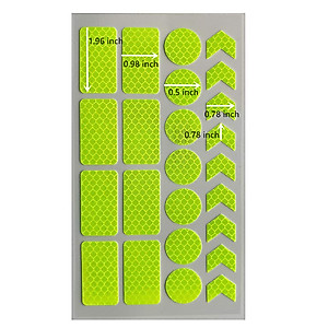 42Pcs Reflective Stickers, Reflective Helmet Bicycle Stickers， Reflective Decals, BikeReflective Tape, NightSafety StickersforBicycle, Wheelchairs, Motorbike, Helmet, Scooter (Green)