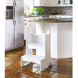 Guidecraft High-Rise Step-Up - White: Two Step Stool with Handles and Safety Non-Slip Treads and Anti-Tip Feet for Kids and Adults- Quality Learning Furniture