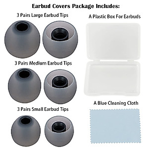 DMZHY 9 Pairs Earbud Tips Replacement Earbud Tips Earbud Replacement Tips Ear Bud Replacement Pieces Silicone Earbud Covers Fit for in-Ear Headphones(Inner Hole from 3.8mm-5.1mm Earphones) SML Black