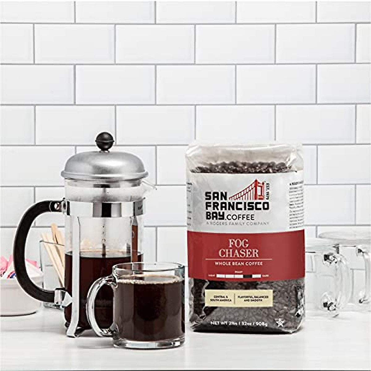 San Francisco Bay Coffee Fog Chaser Whole Bean 2LB (32 Ounce) Medium Dark Roast