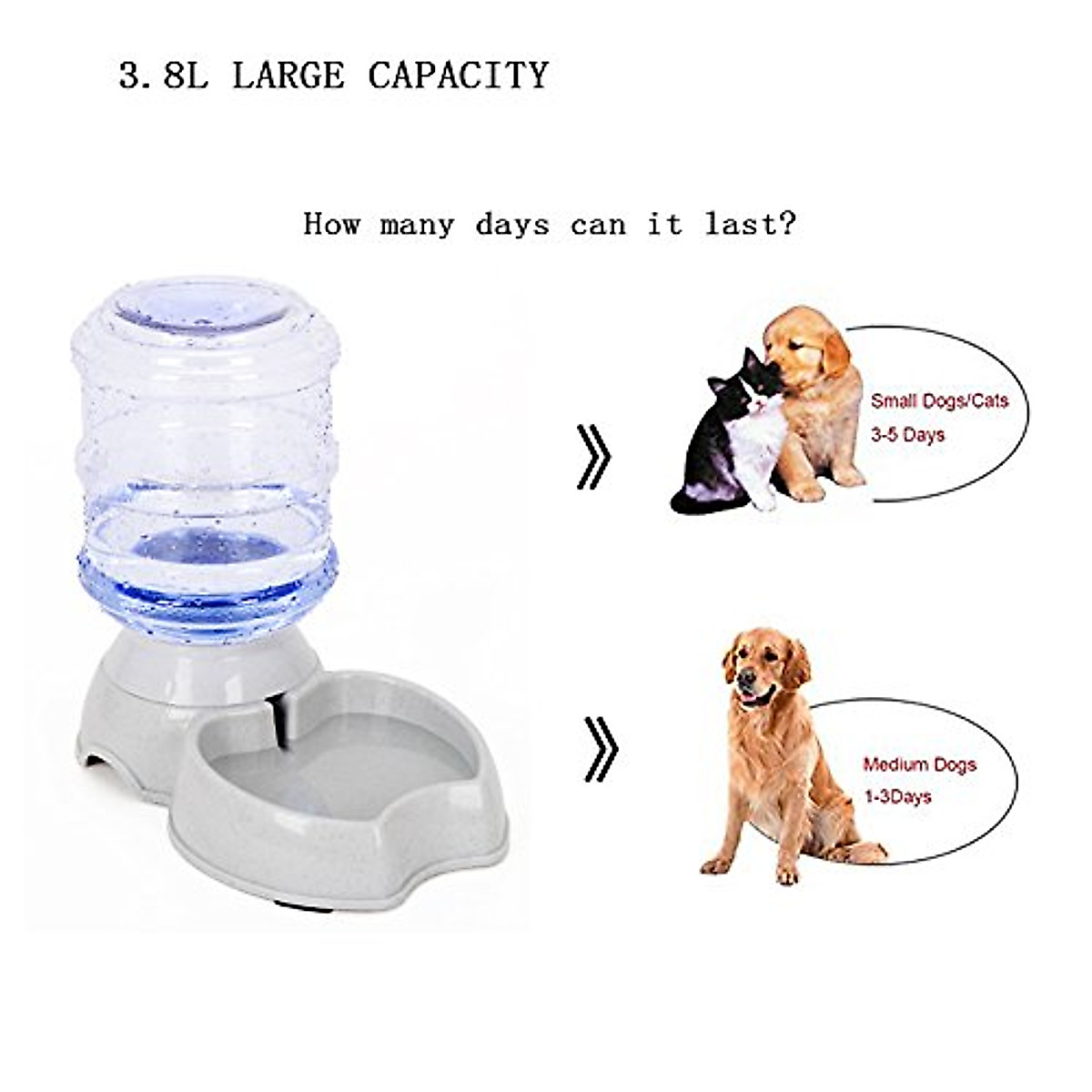 Automatic Pet Waterer,1 Gal(3.8L) Pet Water Dispenser,Replenish Pet Waterer,Dog Water Dispenser Station,Automatic Gravity Water Drinking Fountain Bottle Bowl Dish Stand by Meleg Otthon
