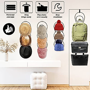 KALYLOC 15 Pack Hat Rack Hanger Holder Organizer, Hanging Wigs Rack Baseball Caps Storage, Scarves Handbags Towels Clothes Ties Over Door Wall Mounted Hook Black (Black)