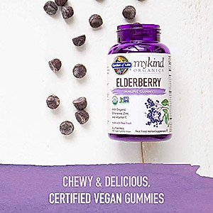 Garden of Life mykind Organics Elderberry Gummies for Adults & Kids - Immune Support Supplement with Organic Fruit, Herbal Blend, Elderberry, Echinacea, Zinc, Vitamin C, 120 Vegan Gluten Free Gummies