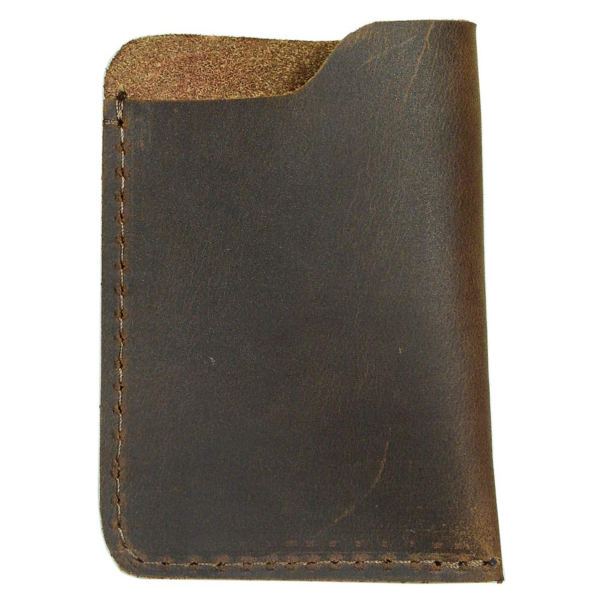Hide & Drink, Leather Front Pocket Card Holder, Holds Up to 4 Cards Plus Folded Bills, Cash Organizer, Wallet, Handmade Includes 101 Year Warranty :: Bourbon Brown