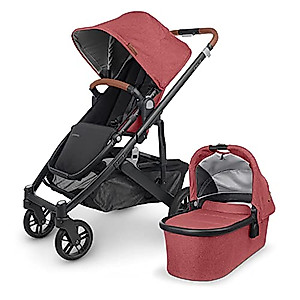 Cruz V2 Stroller - Lucy (Rosewood mélange/Carbon/Saddle Leather) + Bassinet - Lucy (Rosewood mélange/Carbon)