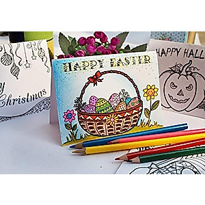 Coloring book of greeting cards: 24 handmade foldable cards to color | Premium Handmade Paperback Spiral Bound Coloring Book | Art and Sip Party, DIY Kit, Party favor | Easy & fun drawings to color