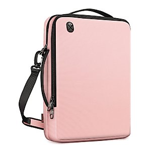 FINPAC Laptop Shoulder Bag for MacBook Pro 14-inch M2 M1 2023-2021, MacBook Air/Pro 13-inch, Padded Computer Tablet Carrying Case for Dell XPS 13, Surface Laptop/Book, HP, Acer Chromebook (Pink)