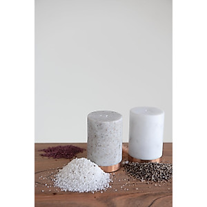 Creative Co-Op Marble Salt and Peper Shakers (Set of 2)