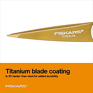 Fiskars Scissors 190520-1001 Titanium Micro-Tip Easy Action Scissors, 6 Inch, Orange