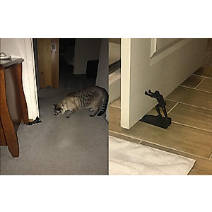 Earl Diamond Heavy Duty Cast Iron Cute Cat Door Stops | Decorative Cute Animal Statue Metal Door Stopper Wedge, with Non-Slip Mat for Home Office Commercial