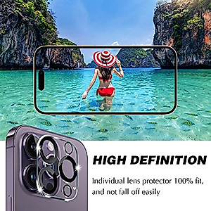 Potok [3 Pack] Tempered Glass Camera Lens Protector for iPhone 14 Pro/ 14 Pro Max, [Case Friendly][Scratch-Resistant][Night Shooting Mode] Camera Screen Protector