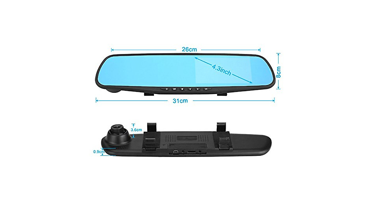 Car DVR Rear View Mirror with Dual Lenses & Night Vision