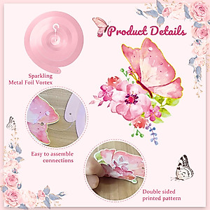 32Pcs Butterfly Party Decorations, Butterfly Hanging Swirl Decorations Pink and Purple Hanging Butterfly Decorations for Spring Summer Garden Butterfly Baby Girl Birthday Decorations