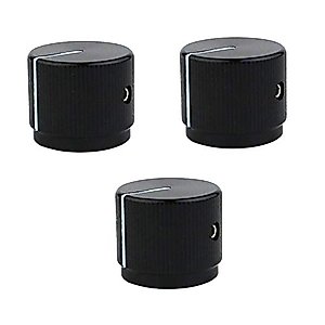 Guyker 3Pcs Guitar Aluminum Alloy Flat Top Control Knobs Dia. 6mm(0.24") Shaft Pots - Dome Tuning Potentiometer Knob Replacement Part for Electric Guitar or Precision Bass, black