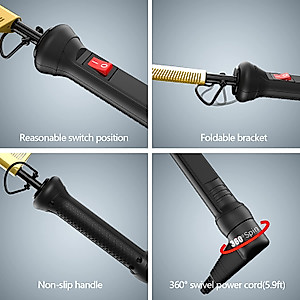 Electric Straightening Comb for Black Hair: 450℉ Pressing Iron for African American Wigs and Hair, Plug-in Heated Straightener Comb