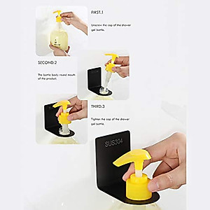 Beerty, Shower Gel Bottle Rack Hook Self Adhesive Wall Mounted Shampoo Holder Hook Shower Gel Bottle Rack Hanger Liquid Soap Shower Holder for Wall Kitchen Bathroom Toilet, Black, Medium