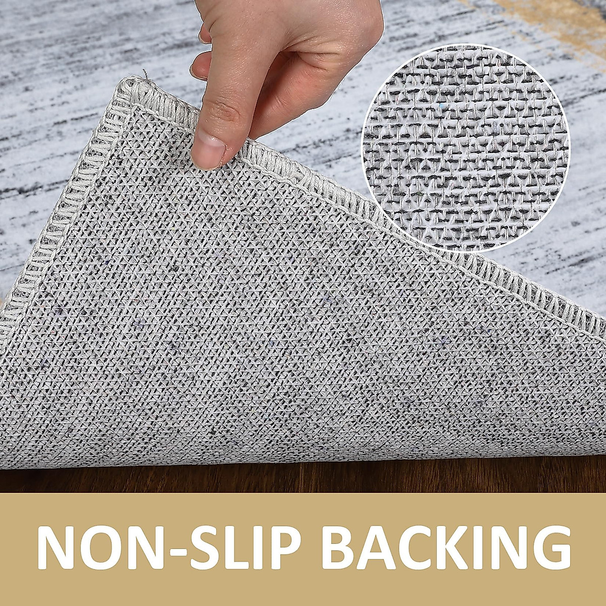 MilleLoom Large Rug 9x12 Washable Rugs Solid Livingroom Rugs Bordered Rugs Modern Geometric Neutral Rug, Stain-Resistant Non-Slip Rugs for Living Room Farmhouse Soft Foldable Area Rug 9x12,Yellow