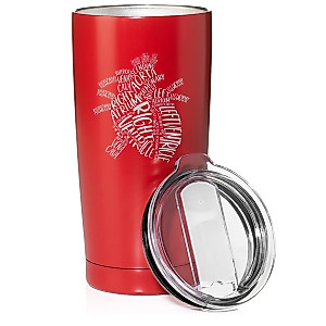Smooth Body Tumbler Stainless Steel Vacuum Insulated Travel Mug Cup Gift Heart Anatomy Anatomical Heart Cardiology Cardiologist Medical Student (Red, 20 oz)