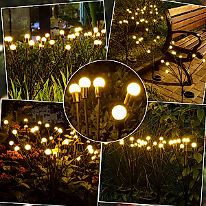 Solar Lights Outdoor, 4Pack Solar Firefly Lights for Outdoor Christmas Decorations, Solar Garden Lights Outdoor Waterproof, Outdoor Solar Lights for Yard, Swaying Outdoor Lights for Patio Decorations