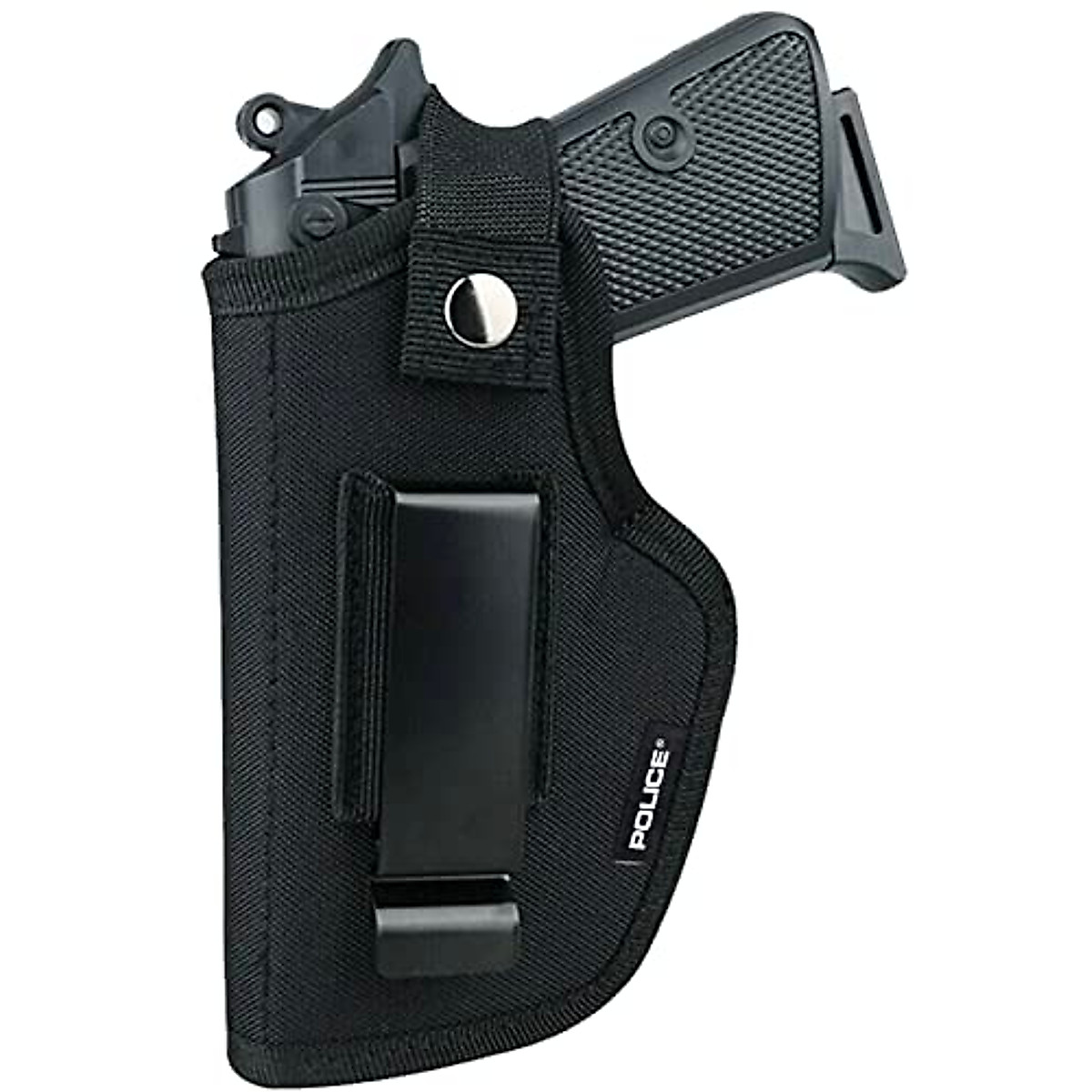 POLICE Gun Holster for Men/Women - Universal Belt Pistol Holster Airsoft Right/Left, IWB/OWB 9mm Holster for Concealed Carry - 380 Holster for Pistols Compatible with Glock 23,26,27,42, M&P Shield