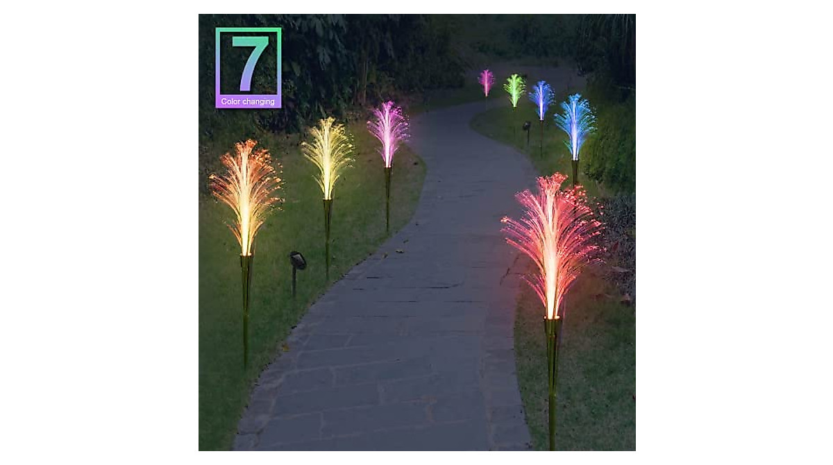 VIODAIM Solar Decorative Garden Flower Lights Outdoor Waterproof 4 Pack ...