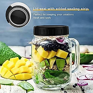 8 Pcs Plastic Mason Jar Lids with Leak-proof Silicone Ring,86mm Reusable Wide Mouth Canning Jar Lids,Plastic Storage Caps for Canning Jars (Black)