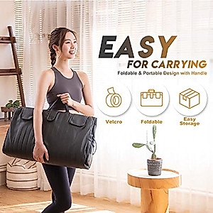 Electric Heating Back Stretching Mat - Gemibee Portable Yoga Flex Body Pain Relief Massage Mattress Bed for Neck, Waist & Hips, Muscle Soreness & Tension Relax, Foldable with Handle Home Gym